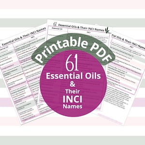 61 Essential Oils & INCI Names Chart (printable PDF) - Etsy