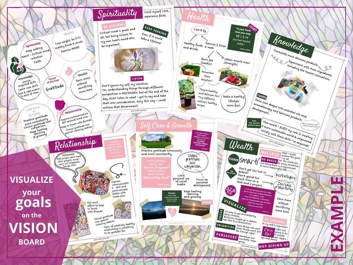 Printable Vision Board Kit with Quotes Affirmations & - Etsy