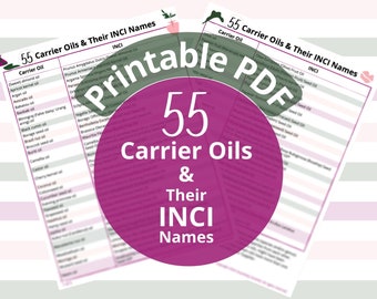 61 Essential Oils & INCI Names Chart printable PDF - Etsy