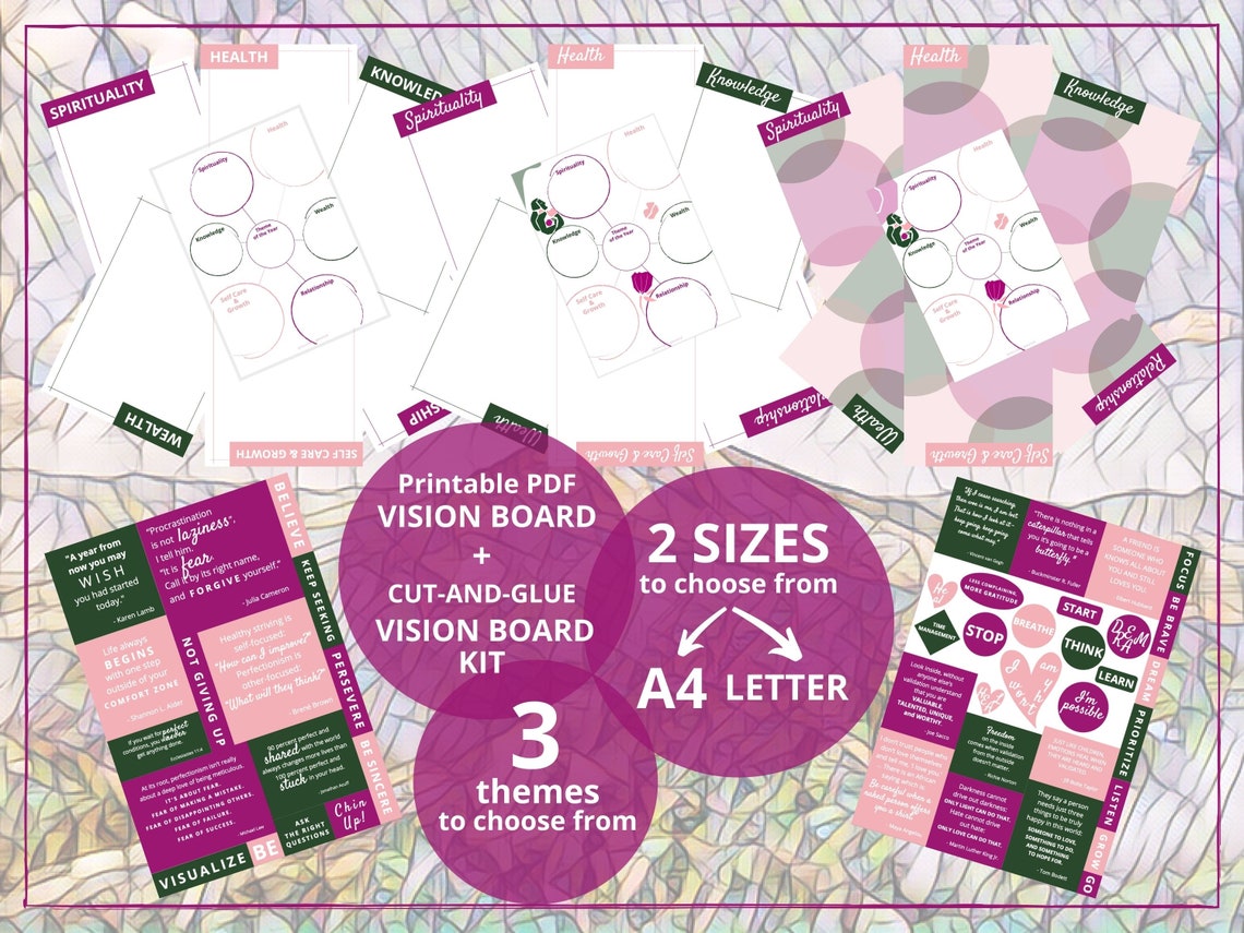 Printable Vision Board Kit with Quotes Affirmations & - Etsy