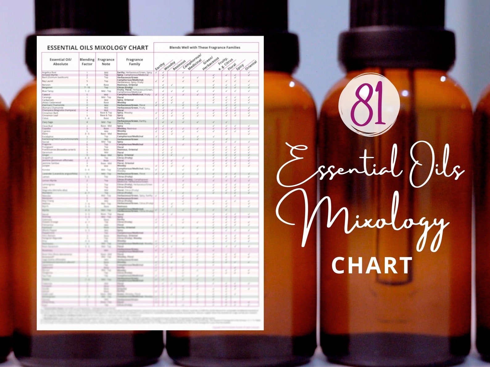 81 Essential Oils Mixology Chart Printable PDF - Etsy