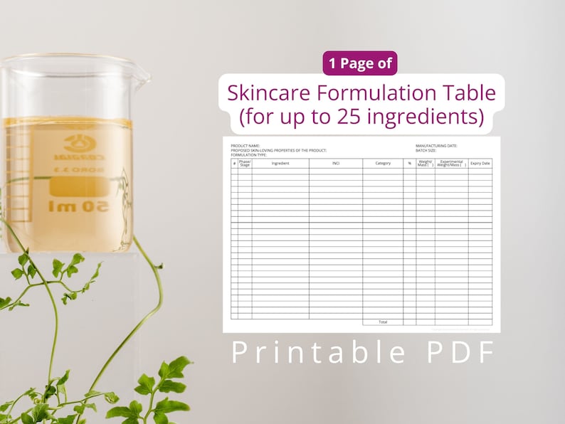 Skincare Formulator's Laboratory Notebook (printable PDF) - Etsy