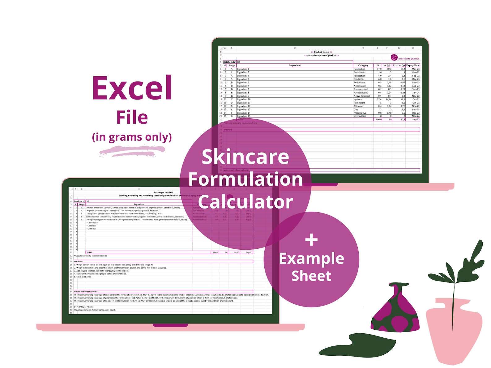 Skincare Formulation Sheet and Calculator (printable PDF + Excel ...