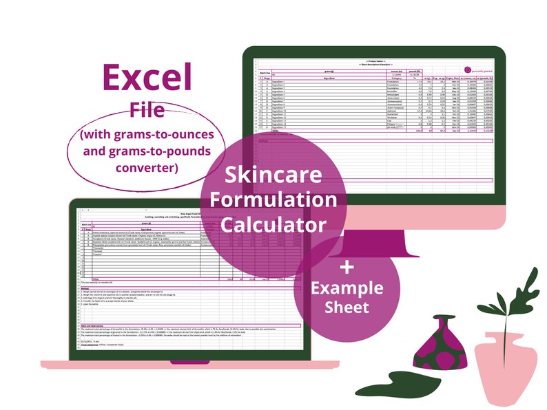 Skincare Formulation Sheet and Calculator (printable PDF + Excel ...