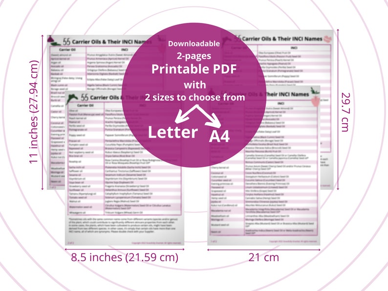 55 Carrier Oils & INCI Names Chart (printable PDF) - Etsy