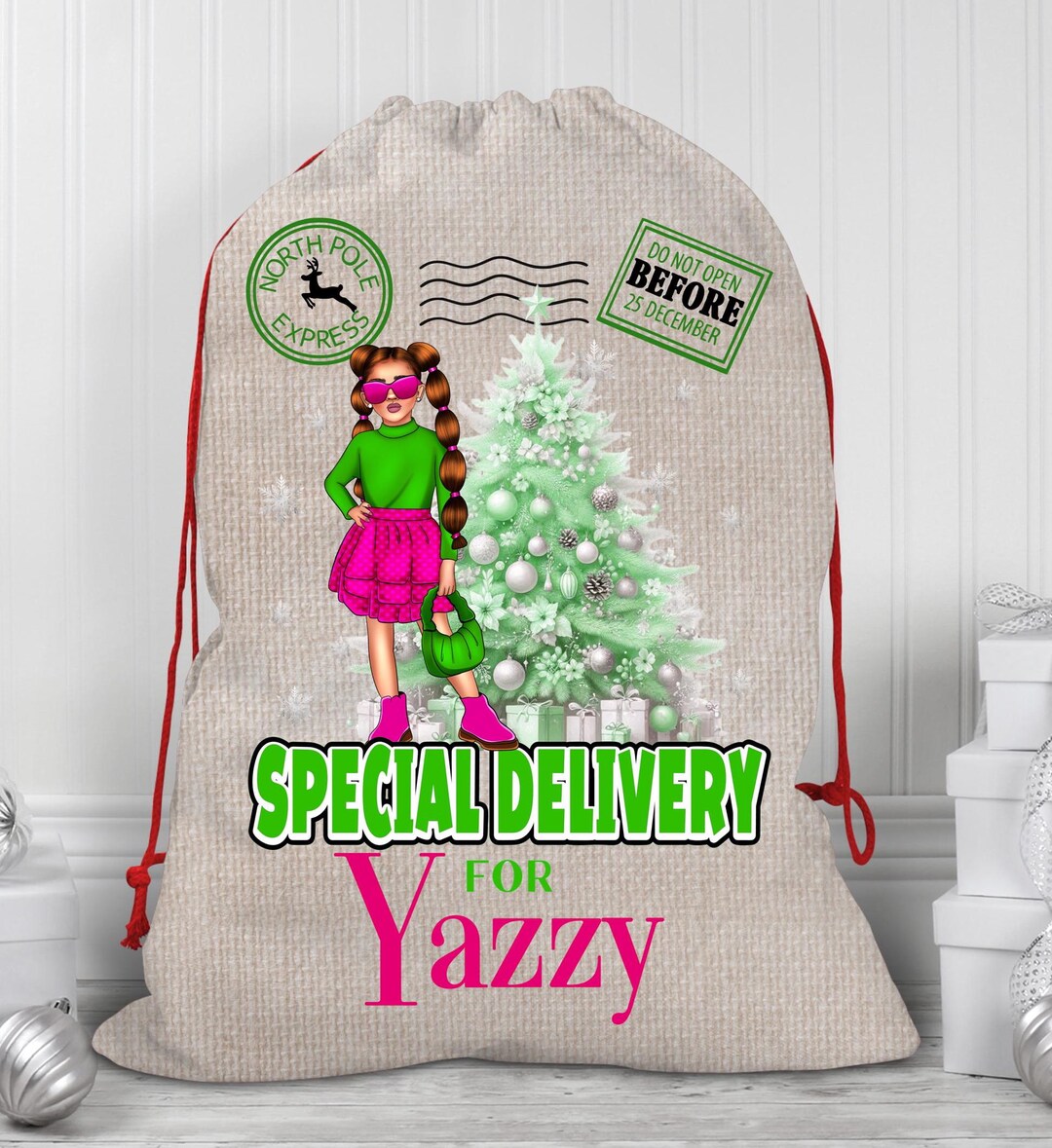Personalized Christmas Santa Sack for Kids, Custom African American ...