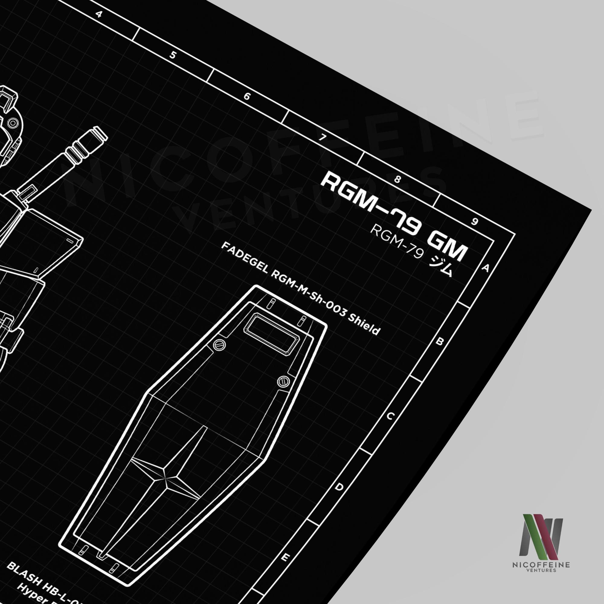 Mobile Suit Gundam RGM-79 GM Mecha Robot Blueprint Style for Large ...