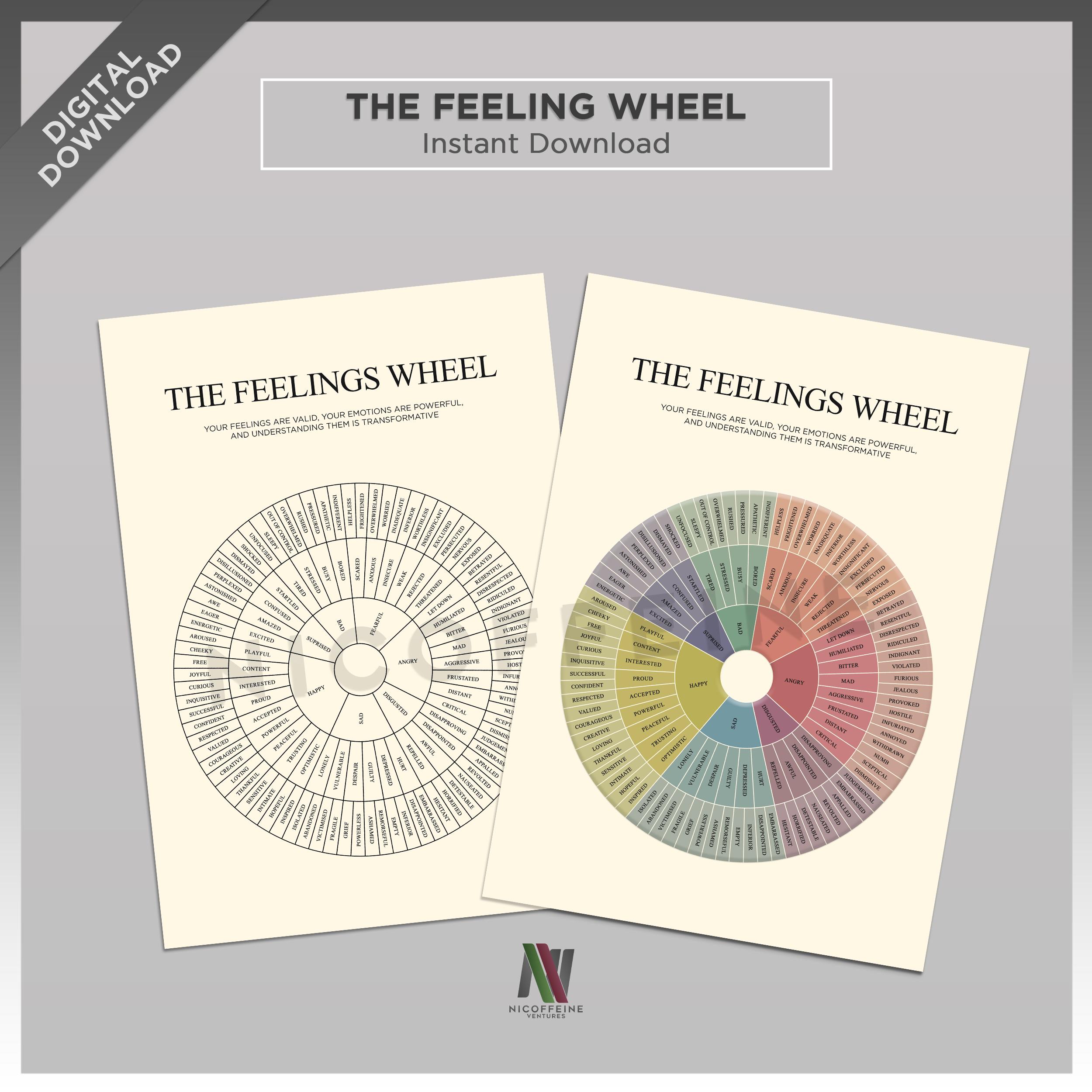2PCS Feelings Wheel / Emotion Wheel for Mental Health, Counselling ...