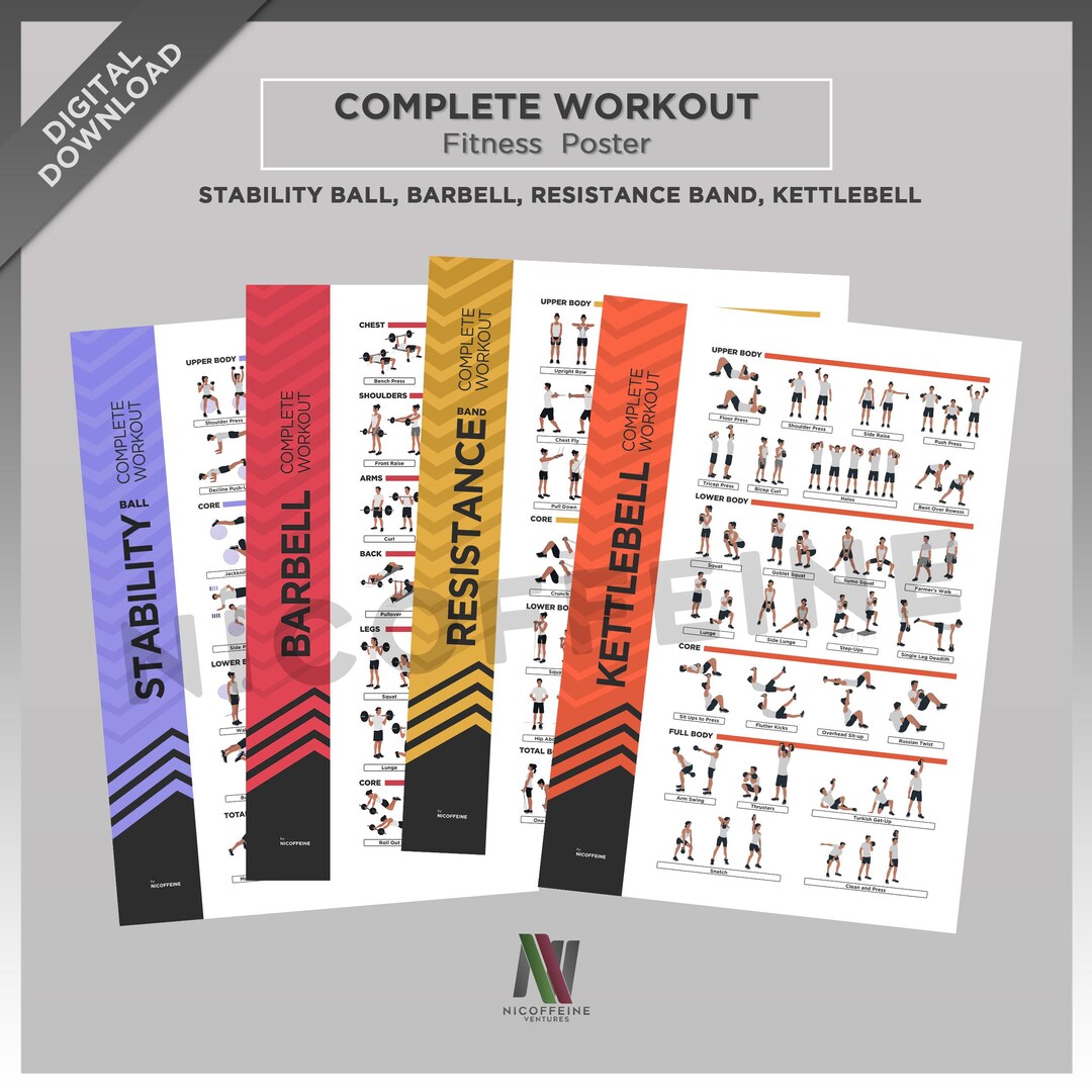 Stability Ball, Barbell, Resistance Band, Kettlebell Complete Workout ...