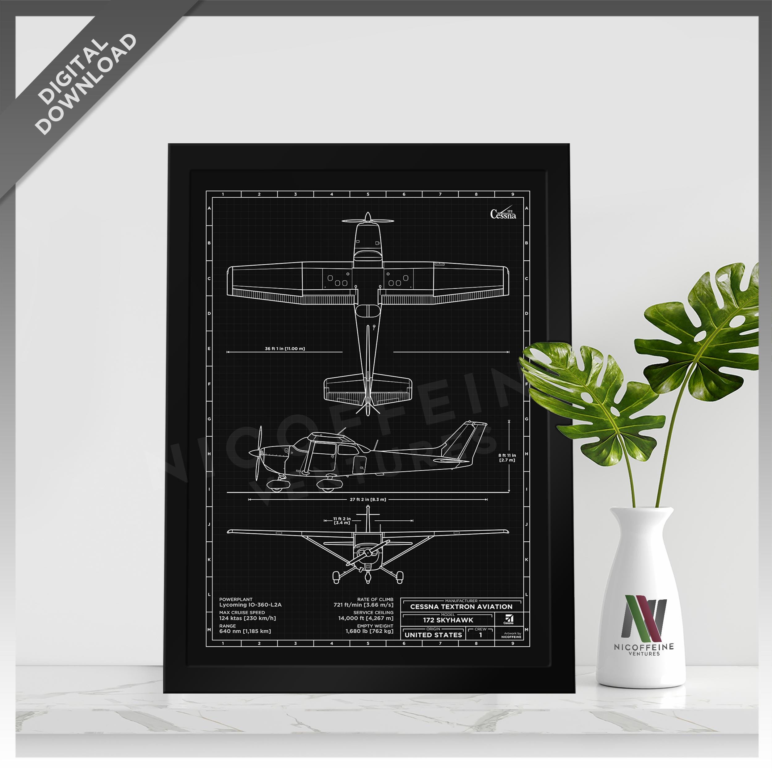 Cessna 172 Skyhawk Civil Utility Minimalist Aircraft / Aeroplane ...