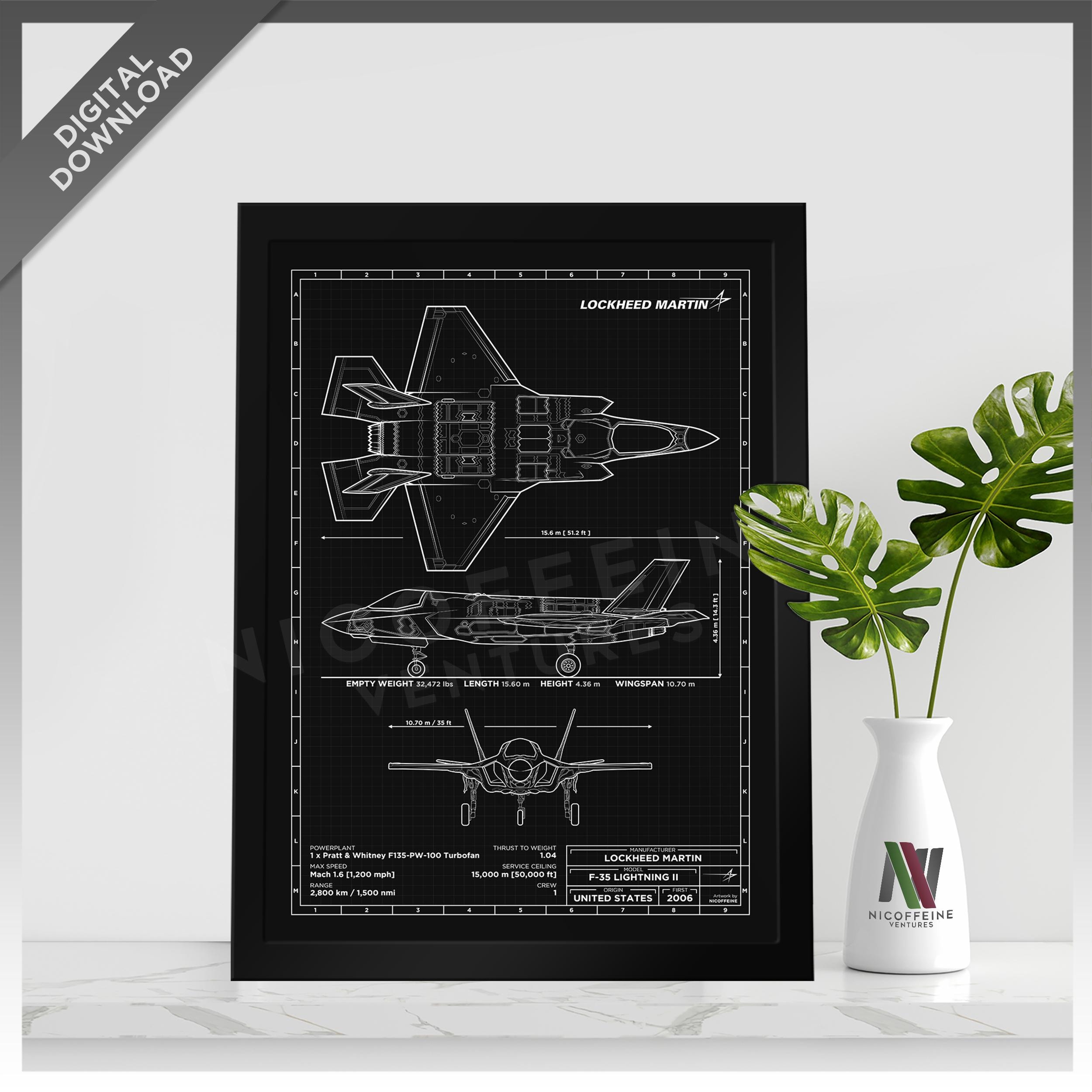 Lockheed Martin F-35 Lightning II Aircraft / Flight / Jet Blueprint ...