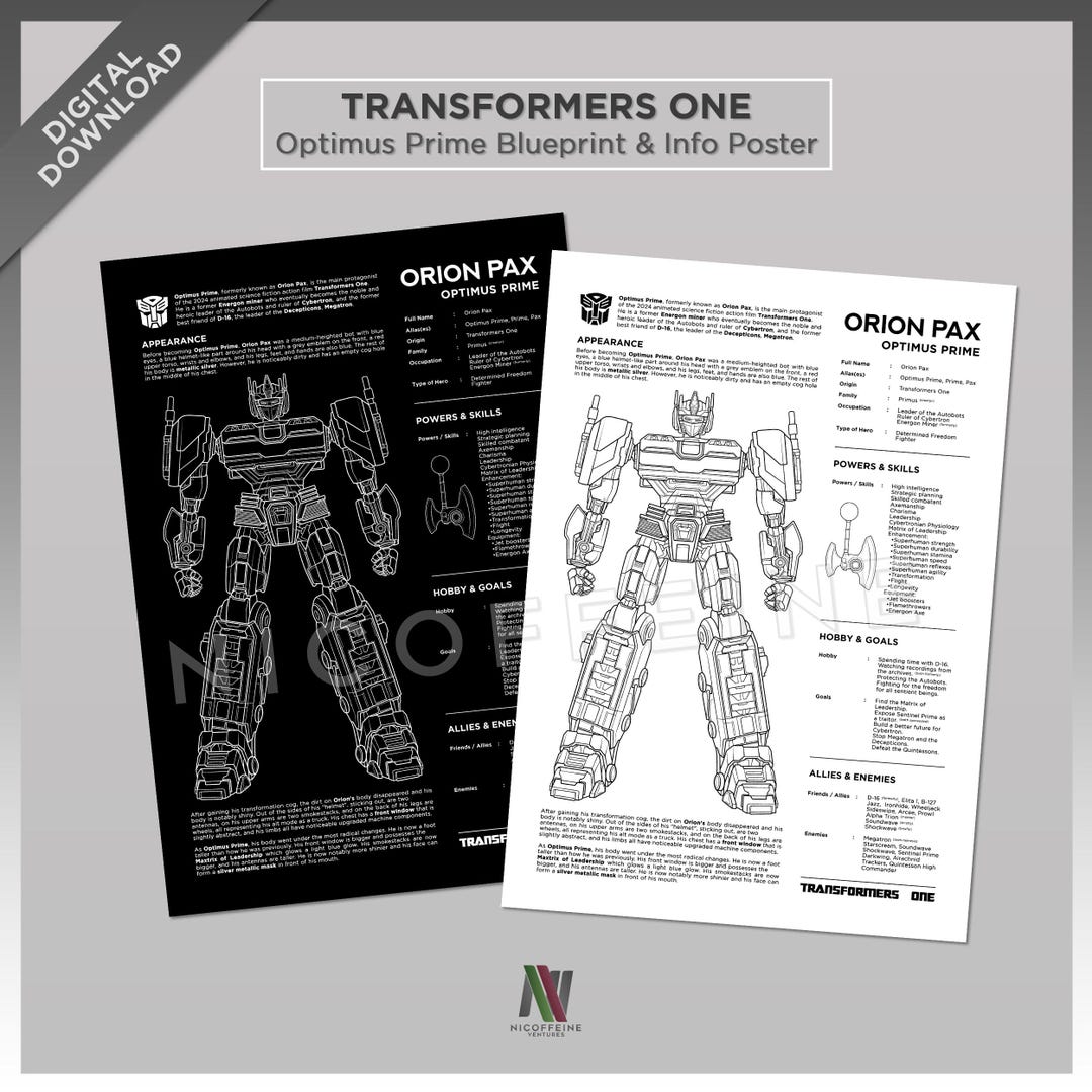 2PCS Transformers One Optimus Prime Orion Pax OP Blueprint ...