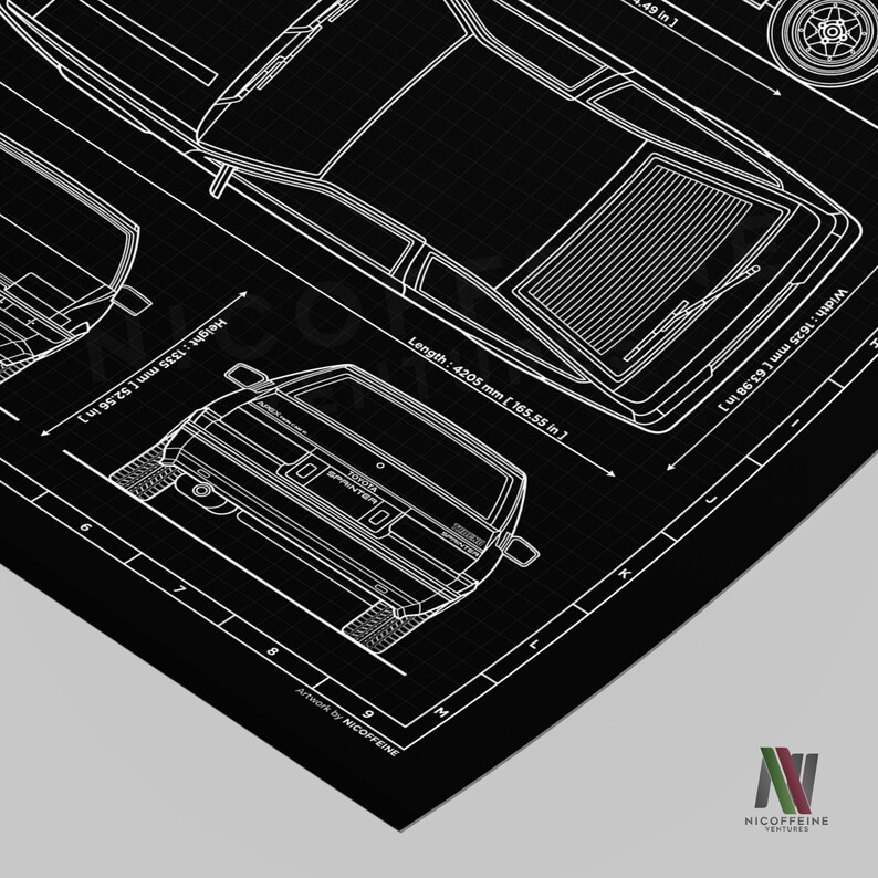 Toyota Sprinter Trueno AE86 Minimalist Blueprint Style for Large Poster ...