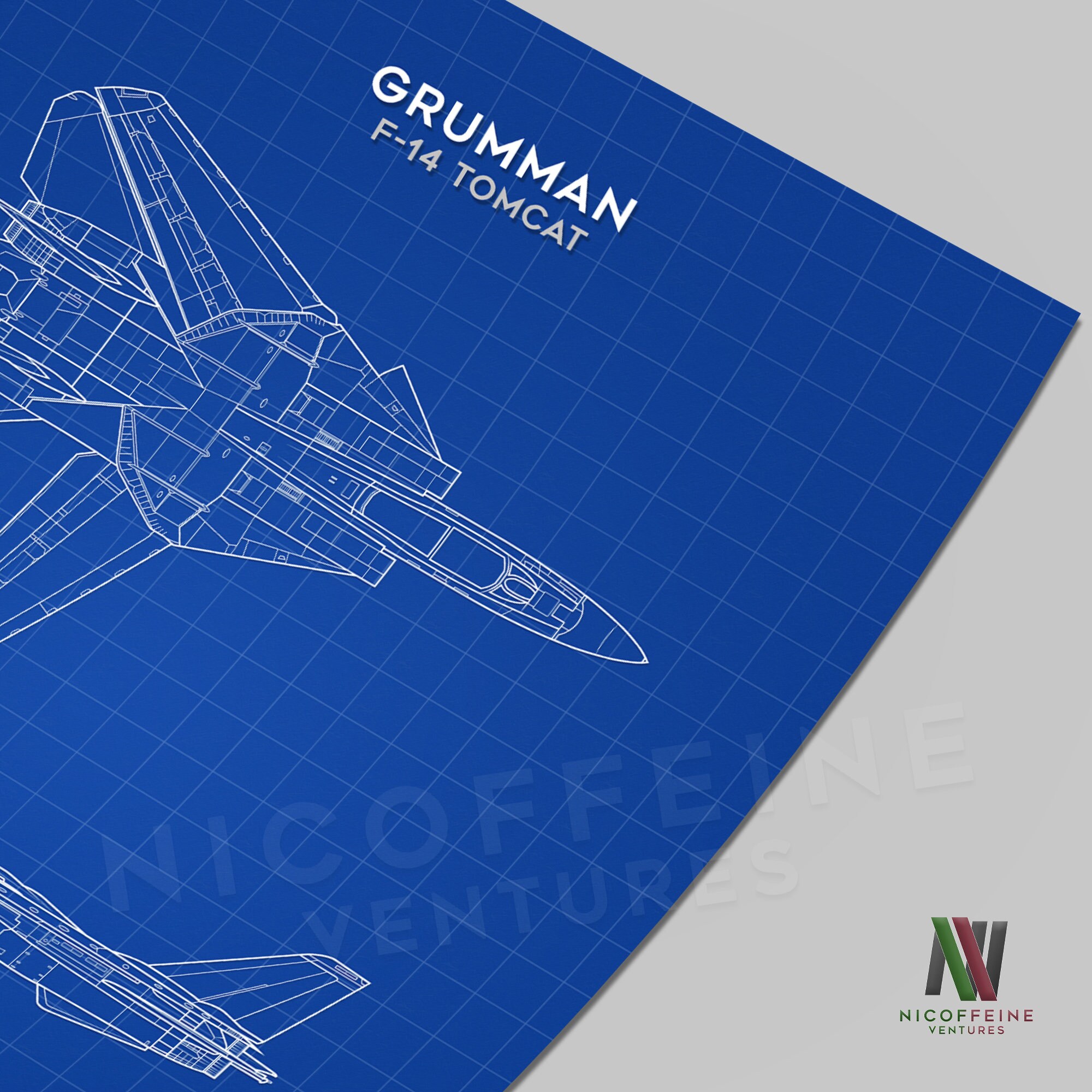 NEW Grumman F-14 Tomcat Minimal Aircraft / Flight / Jet Blueprint Style ...