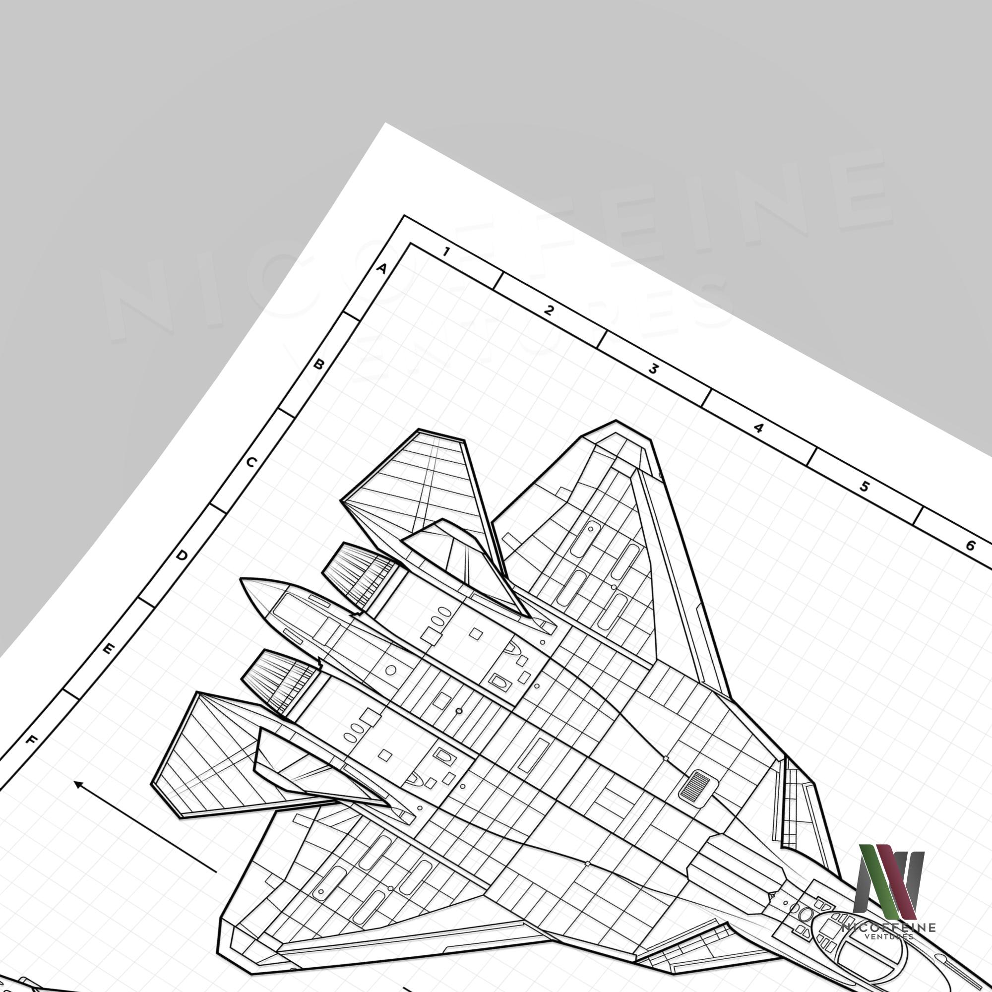 Sukhoi SU-57 Felon PAK FA T50 Aircraft / Flight / Jet Blueprint Style ...