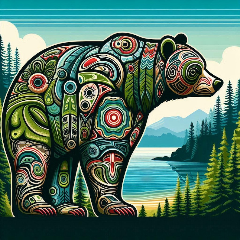 Indigenous Inspired Bear Art - Etsy