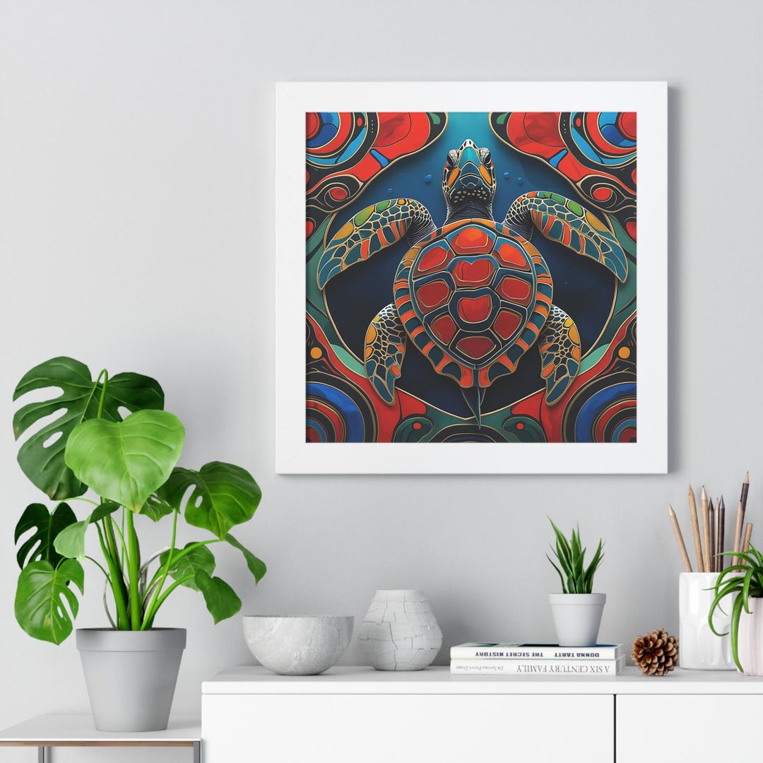 Wall Art Poster, Tribal Turtle Print, Native American Decor, Wildlife ...