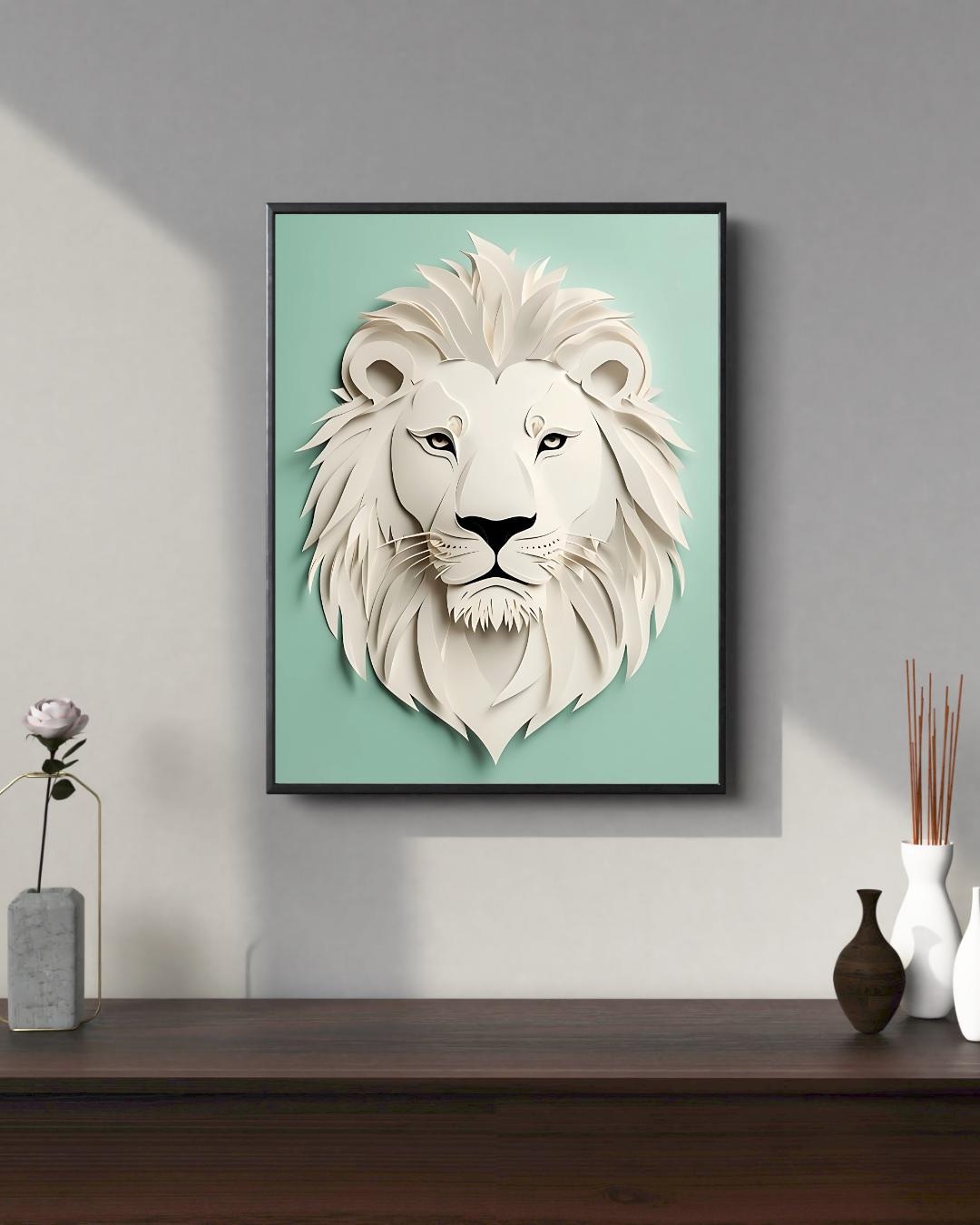 Framed Posters, Papercraft Lion Wall Art Print, Nursery Decor, Kids ...
