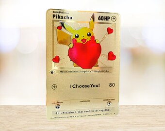 Gold Pikachu Card - Etsy