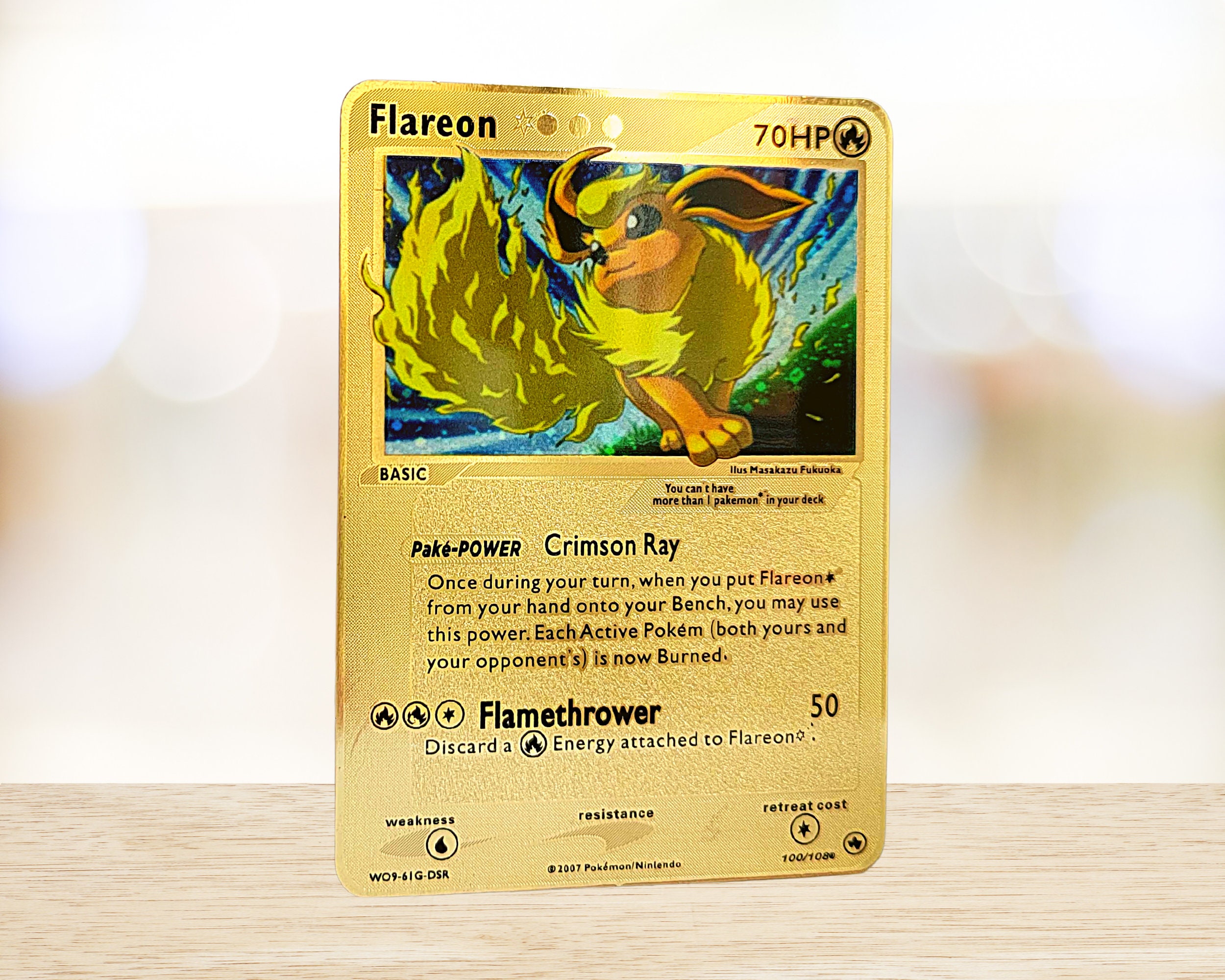 Flareon Pokemon Gold Metal Card - Etsy