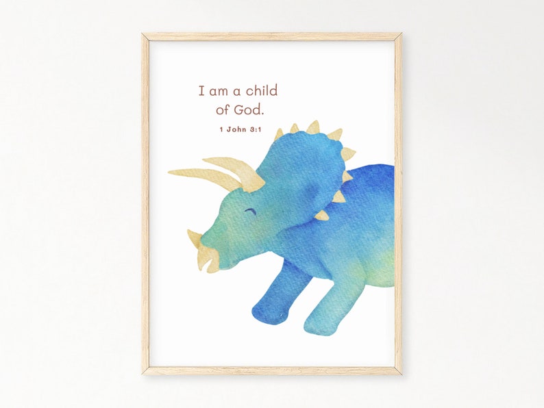 Dinosaur Nursery Prints Set, Bible Verses Nursery Wall Art, Dino Decor ...
