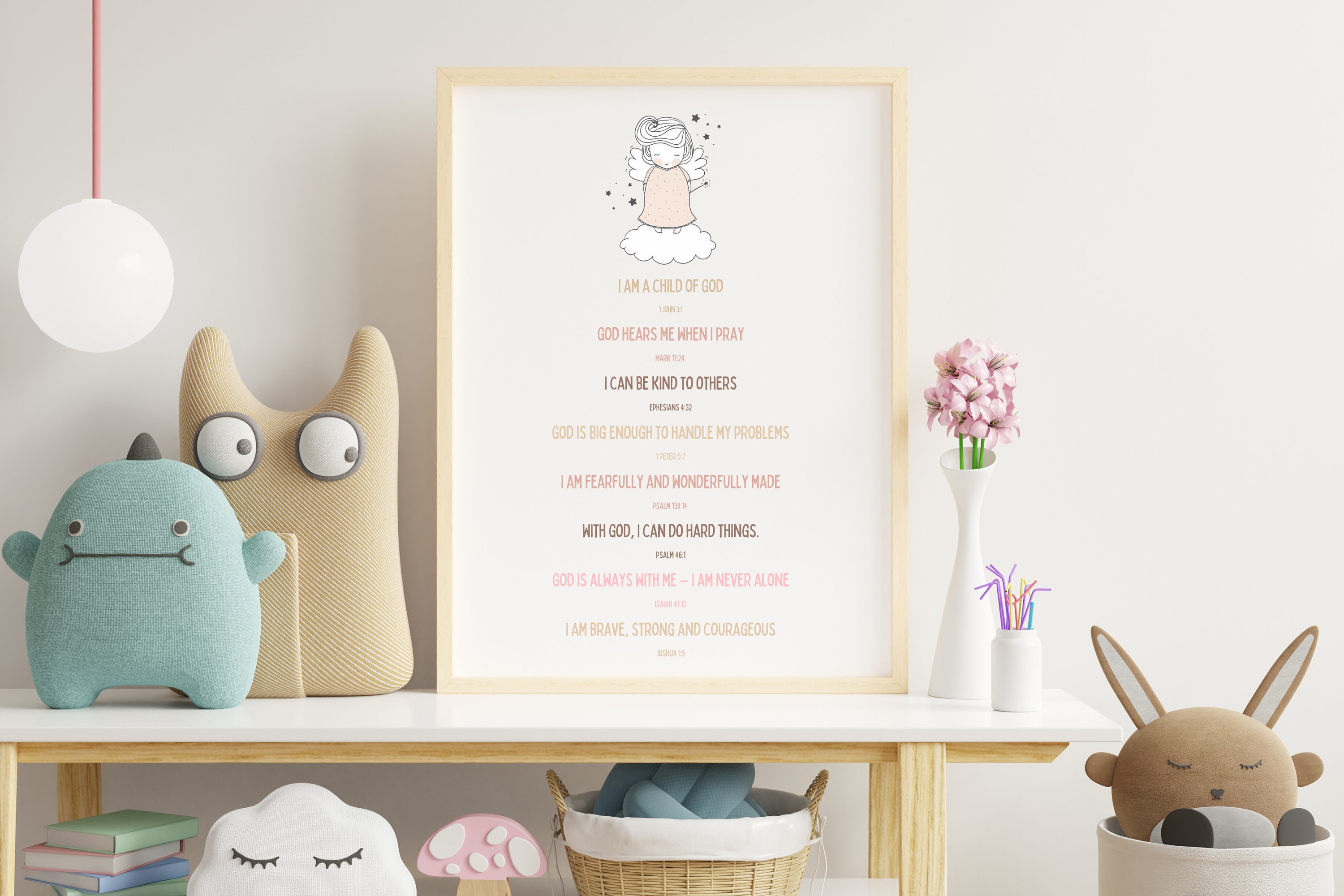 Guardian Angel Bible Verse Affirmations for Girls, Baby Shower Gift ...