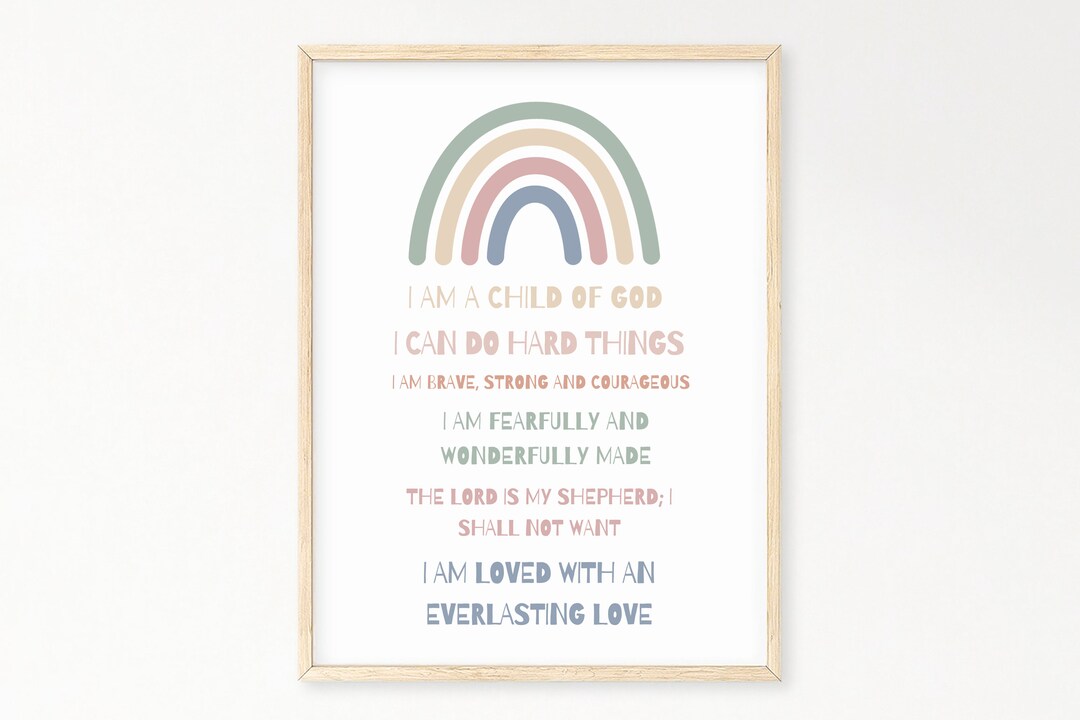 Christian Bible Affirmations Print, Rainbow Affirmations Print ...