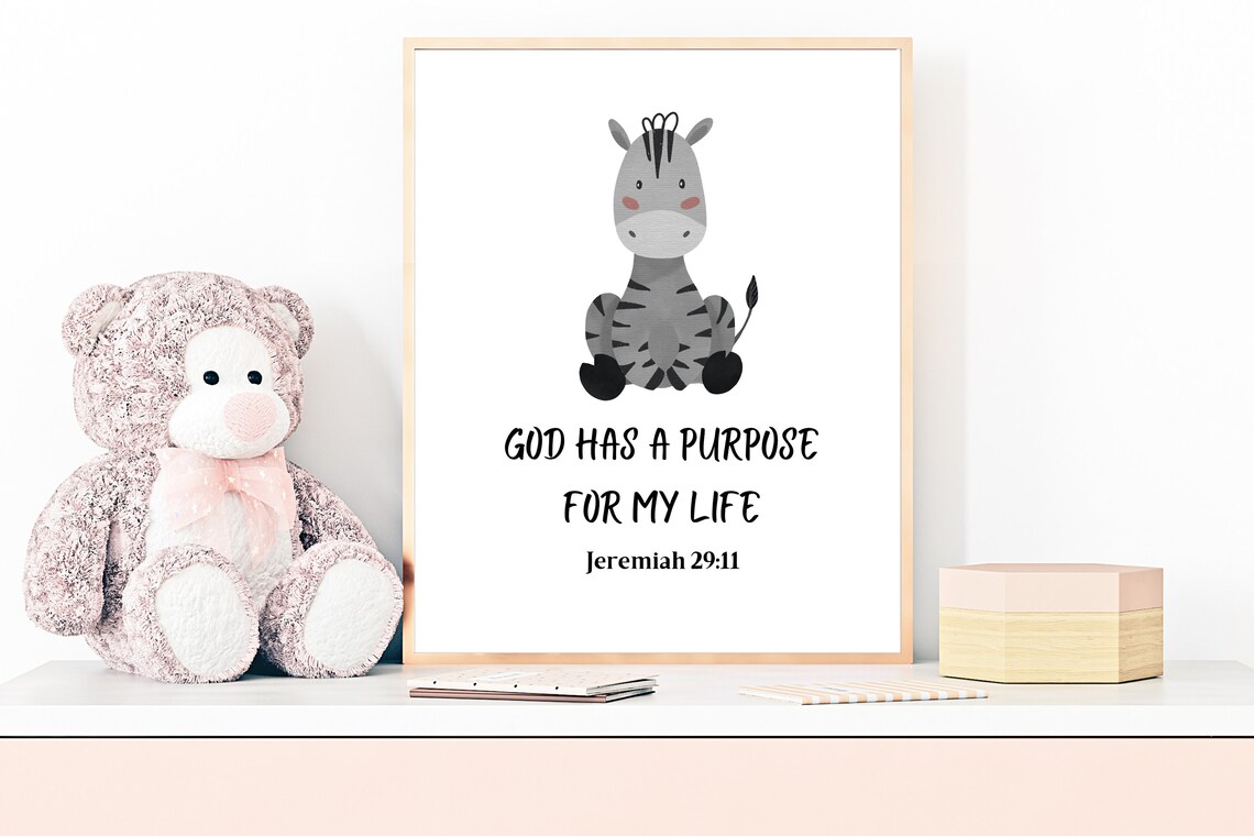 Bible Verse Affirmation Safari Animal Wall Art | Set of 9 Christian ...