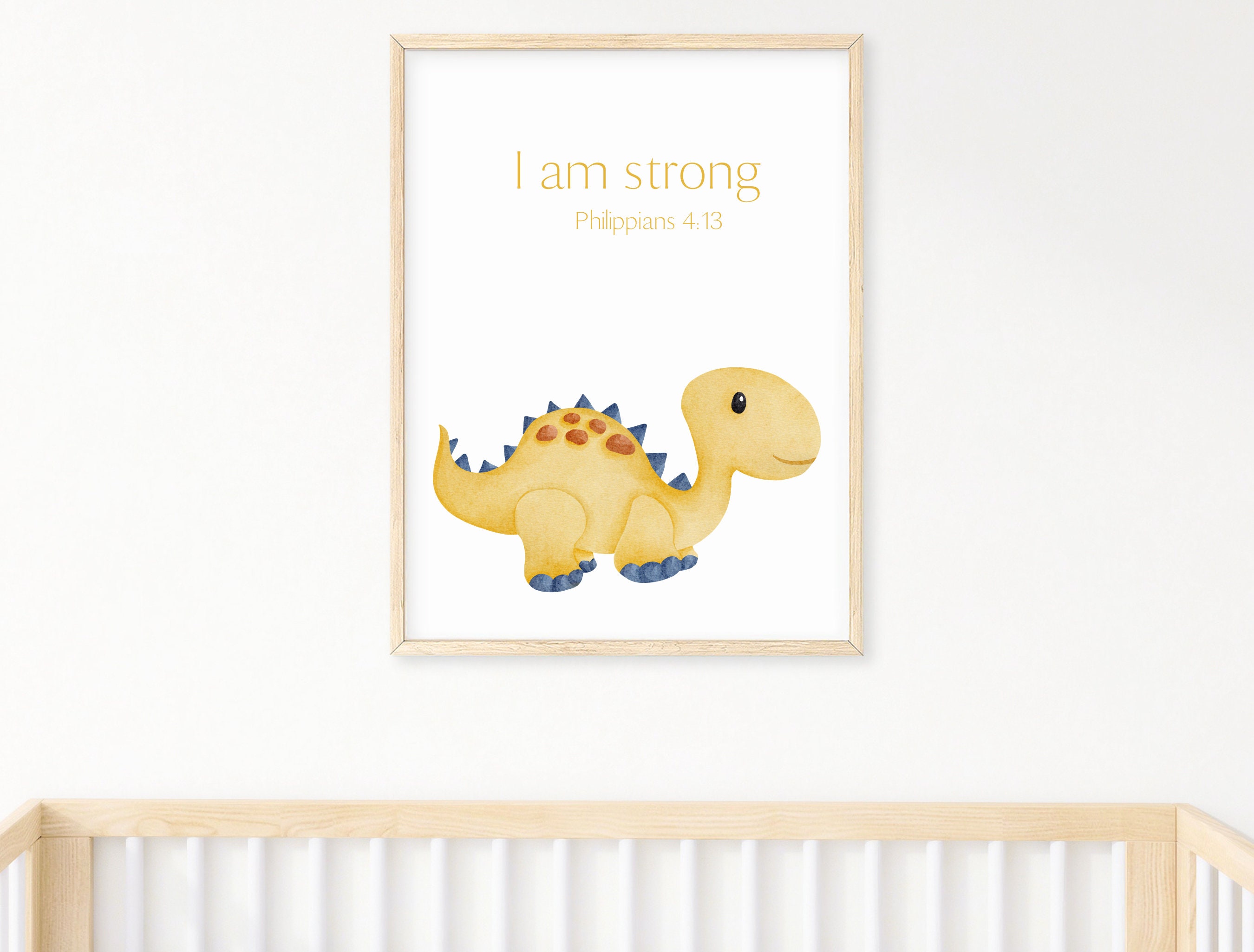 Dinosaur Bible Affirmations Wall Art Set of 6 Christian Dino Decor Baby ...