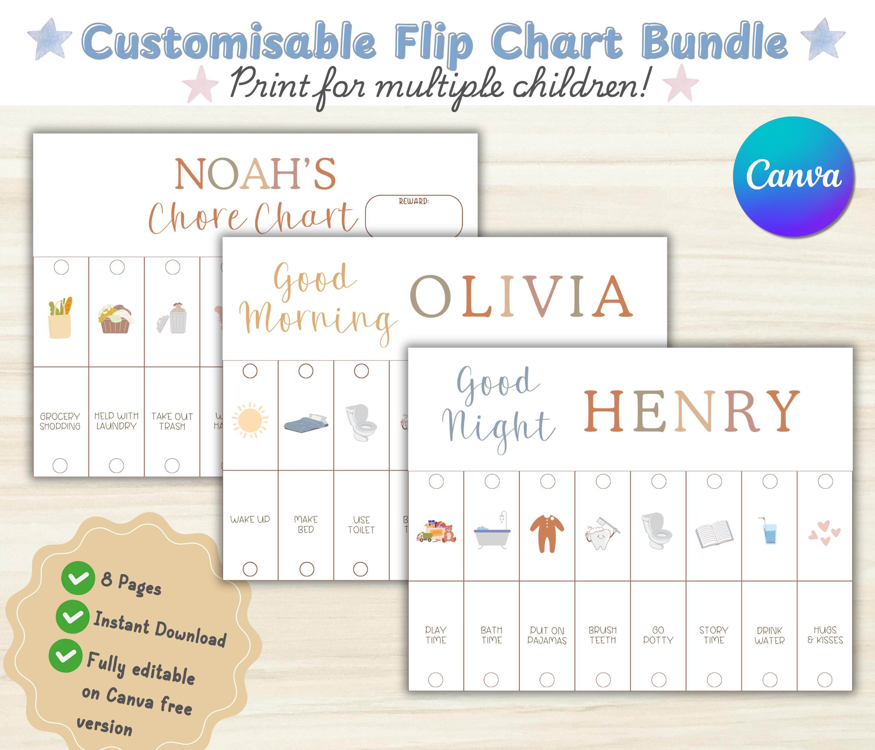 Editable Kids Flip Chart, Morning and Evening Schedules, Daily Visual ...