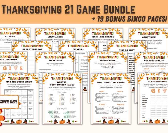 Thanksgiving Games, Thanksgiving Games Bundle, Best Thanksgiving Kid ...