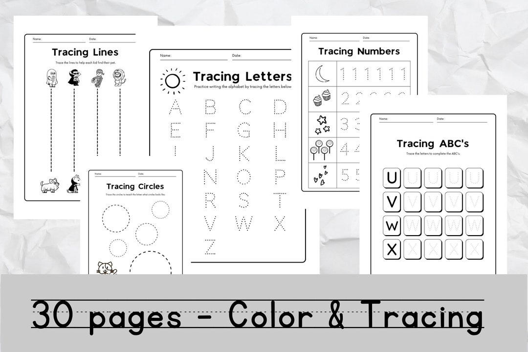 Color and Trace Activity Book, Kids Learning Kindergarten School ...