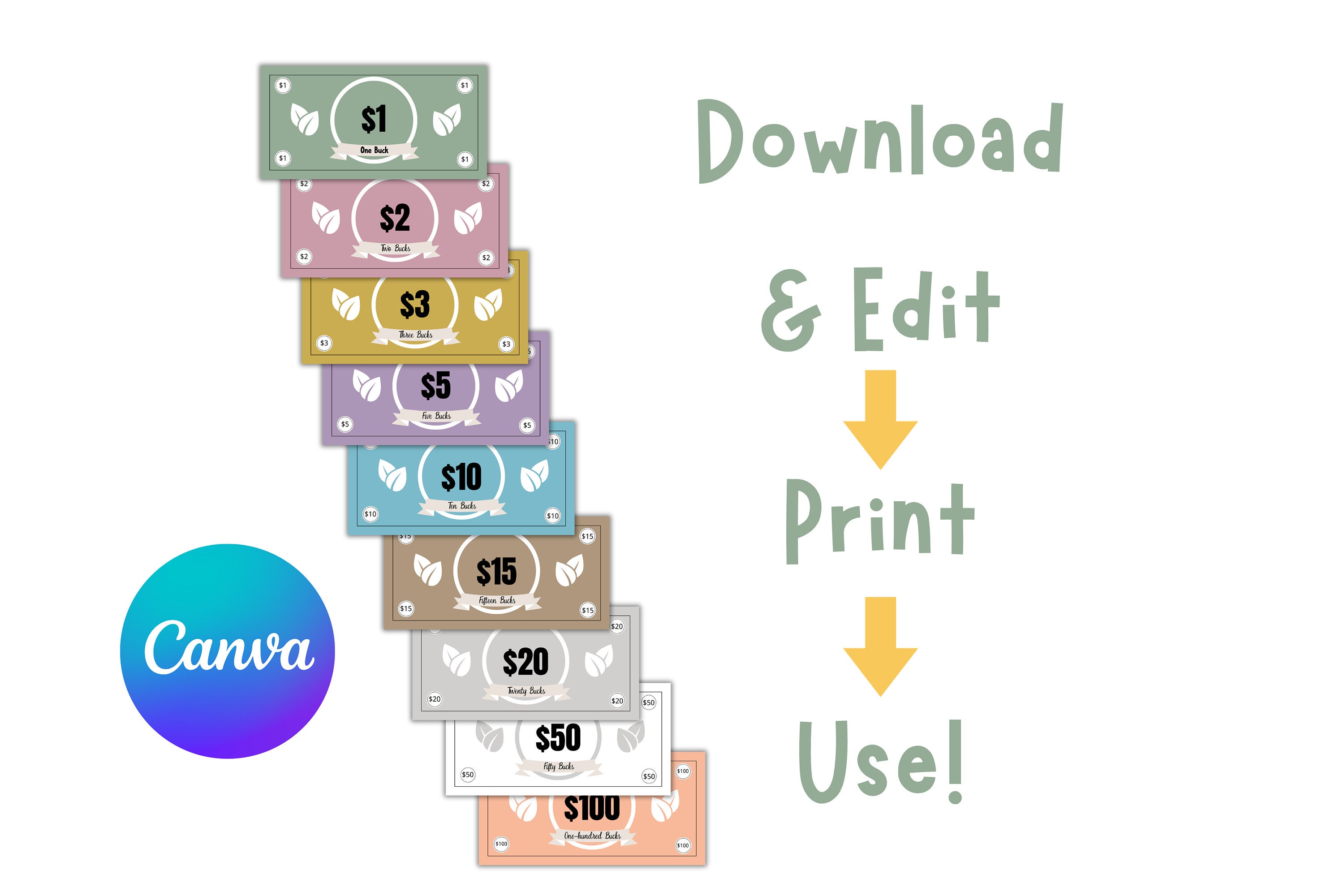 Editable Reward Bucks Chart Bundle, Printable Play Money, Visual Chore ...