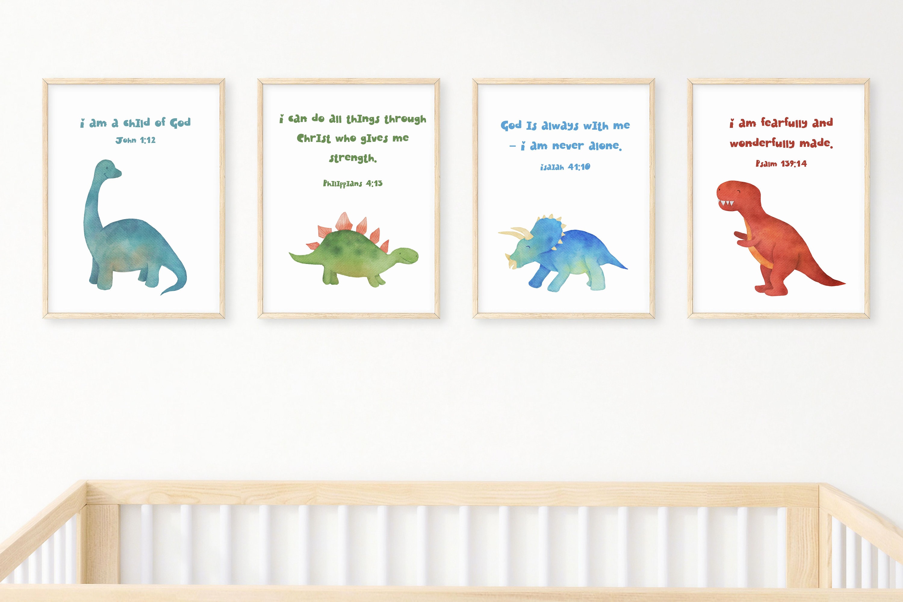 Dino Bible Verse Prints Set of 4 Dinosaur Scripture Printable - Etsy