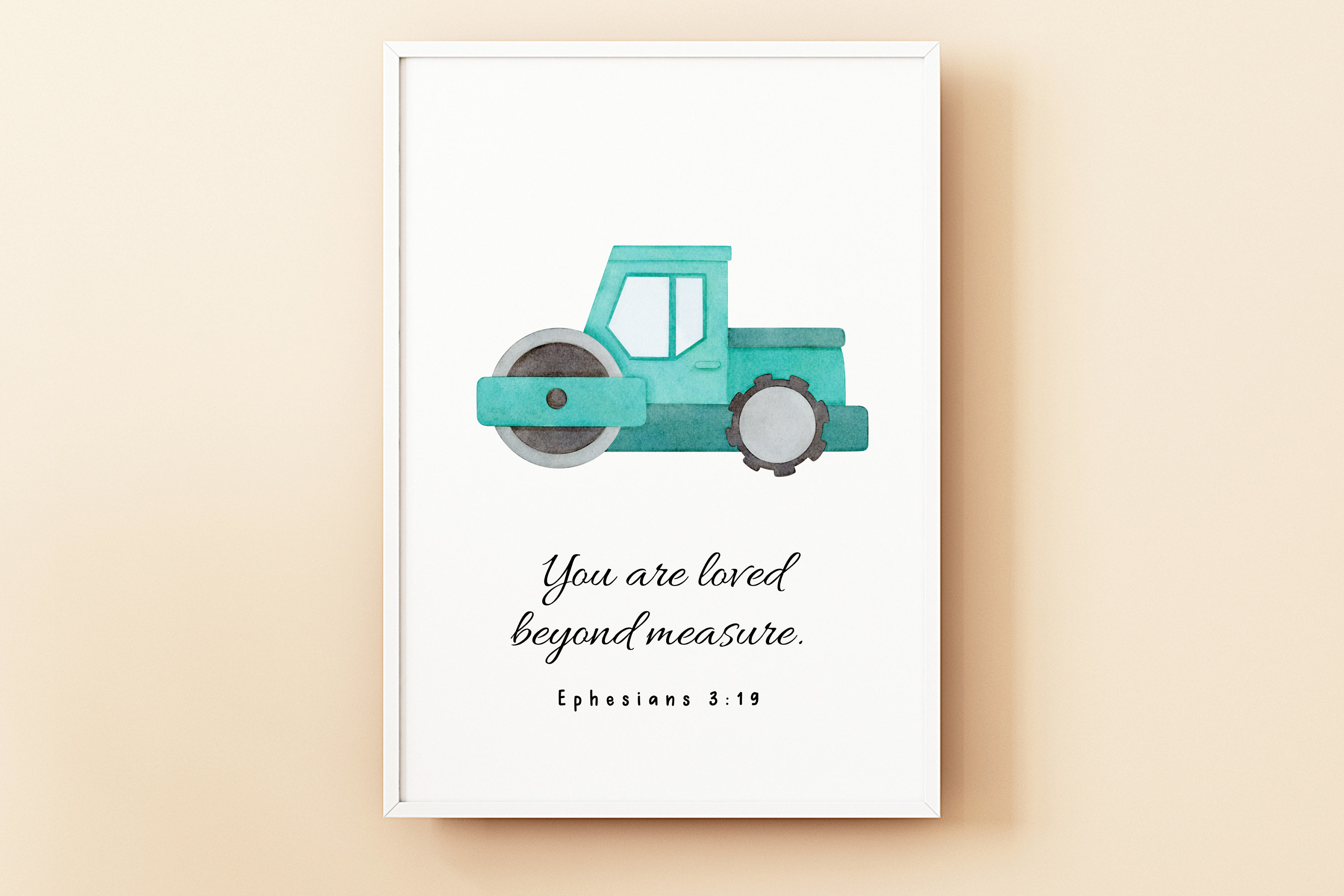 Custom Name Tractor Bible Verse Set of 3, Nursery Wall Art for Boys ...