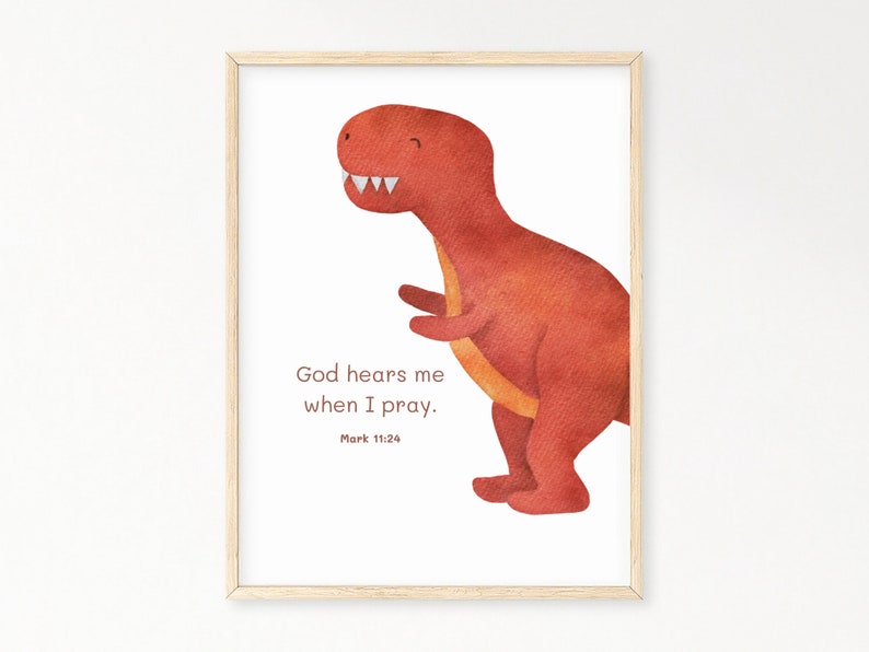 Dinosaur Nursery Prints Set, Bible Verses Nursery Wall Art, Dino Decor ...