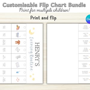Kids Flip Chart Editable Routine Printable, Morning Chore Evening Flip ...