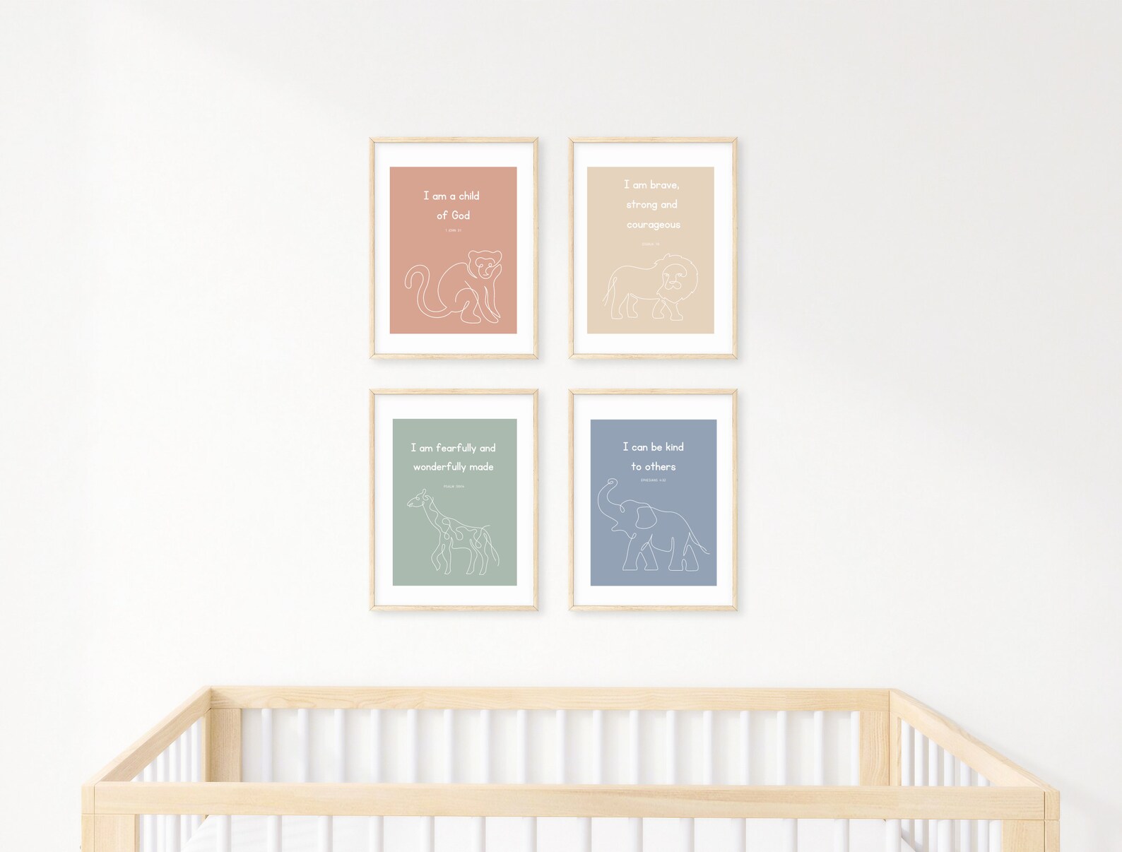 Safari Animal Bible Verse Prints | Set of 4 Jungle Nursery Wall Art ...