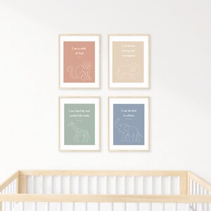 Safari Animal Bible Verse Prints | Set of 4 Jungle Nursery Wall Art ...