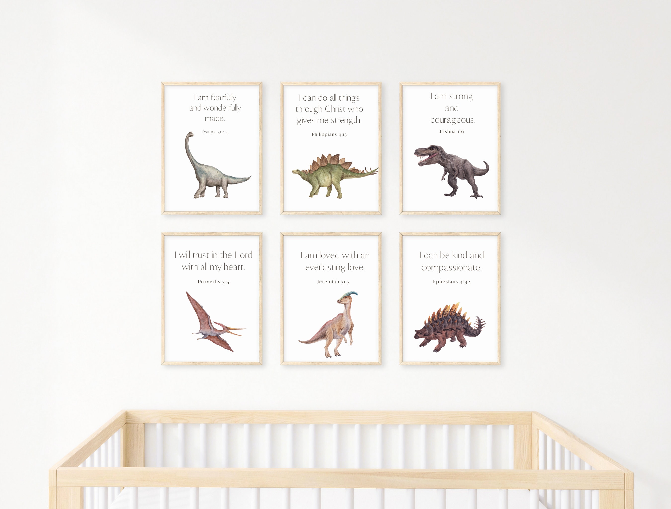 Dinosaur Bible Verse Printable Set of 6 Dinosaur Nursery Decor Dinosaur ...