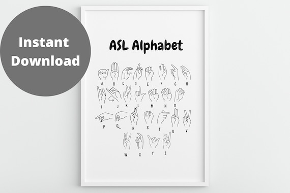 American Sign Language Alphabet Poster ASL Letters Wall | Etsy