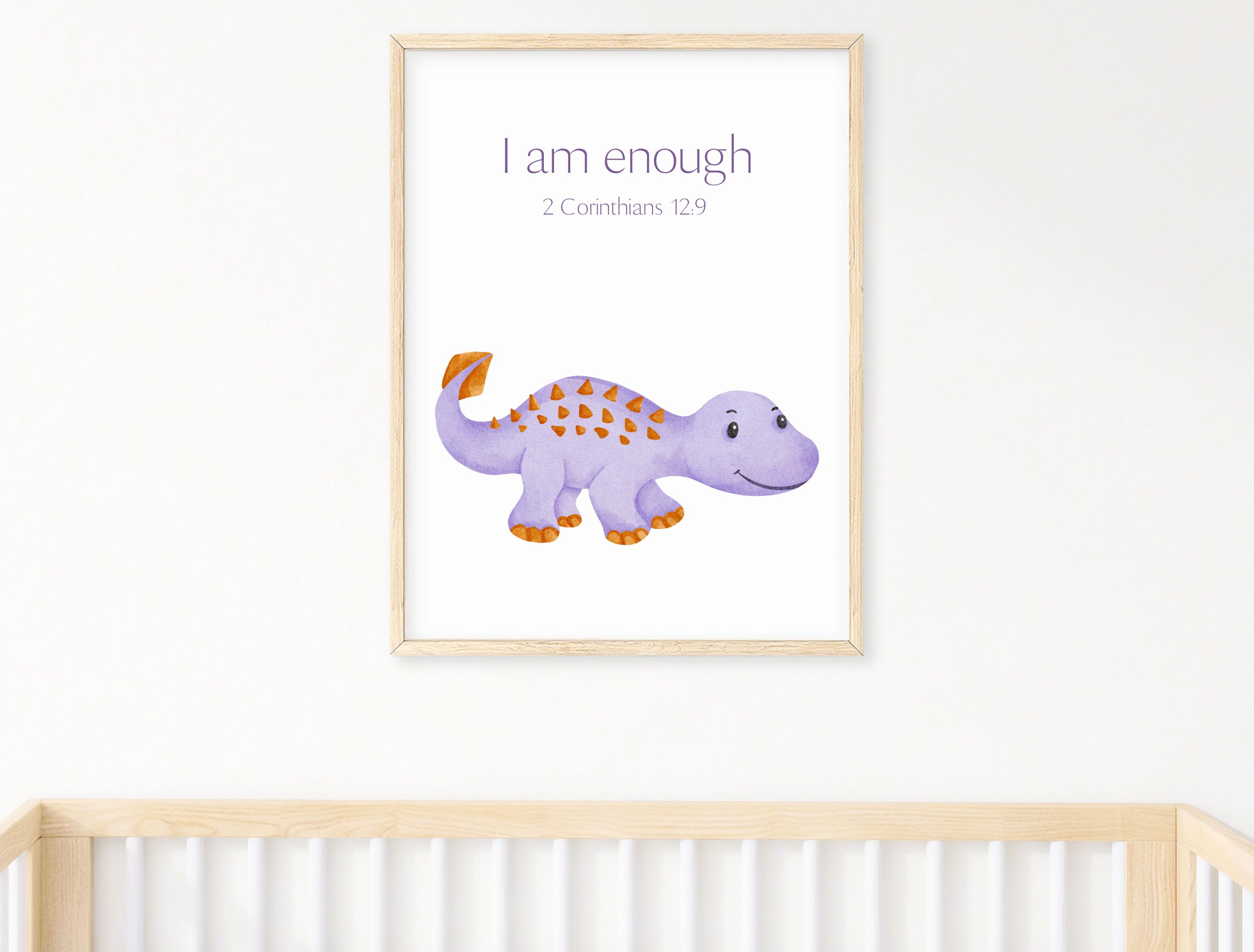 Dinosaur Bible Affirmations Wall Art Set of 6 Christian Dino Decor Baby ...