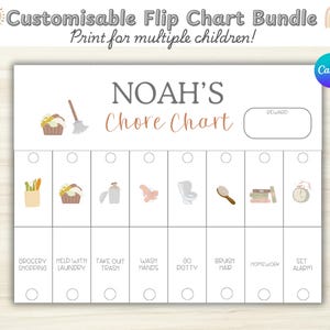 Kids Flip Chart Editable Routine Printable, Morning Chore Evening Flip ...