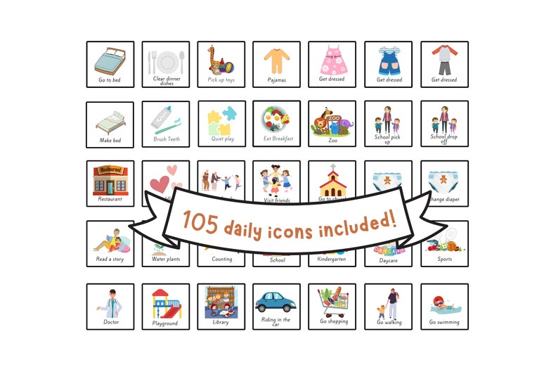 Kids Visual Routine, Chart and Cards Toddler Preschool Routine Morning ...