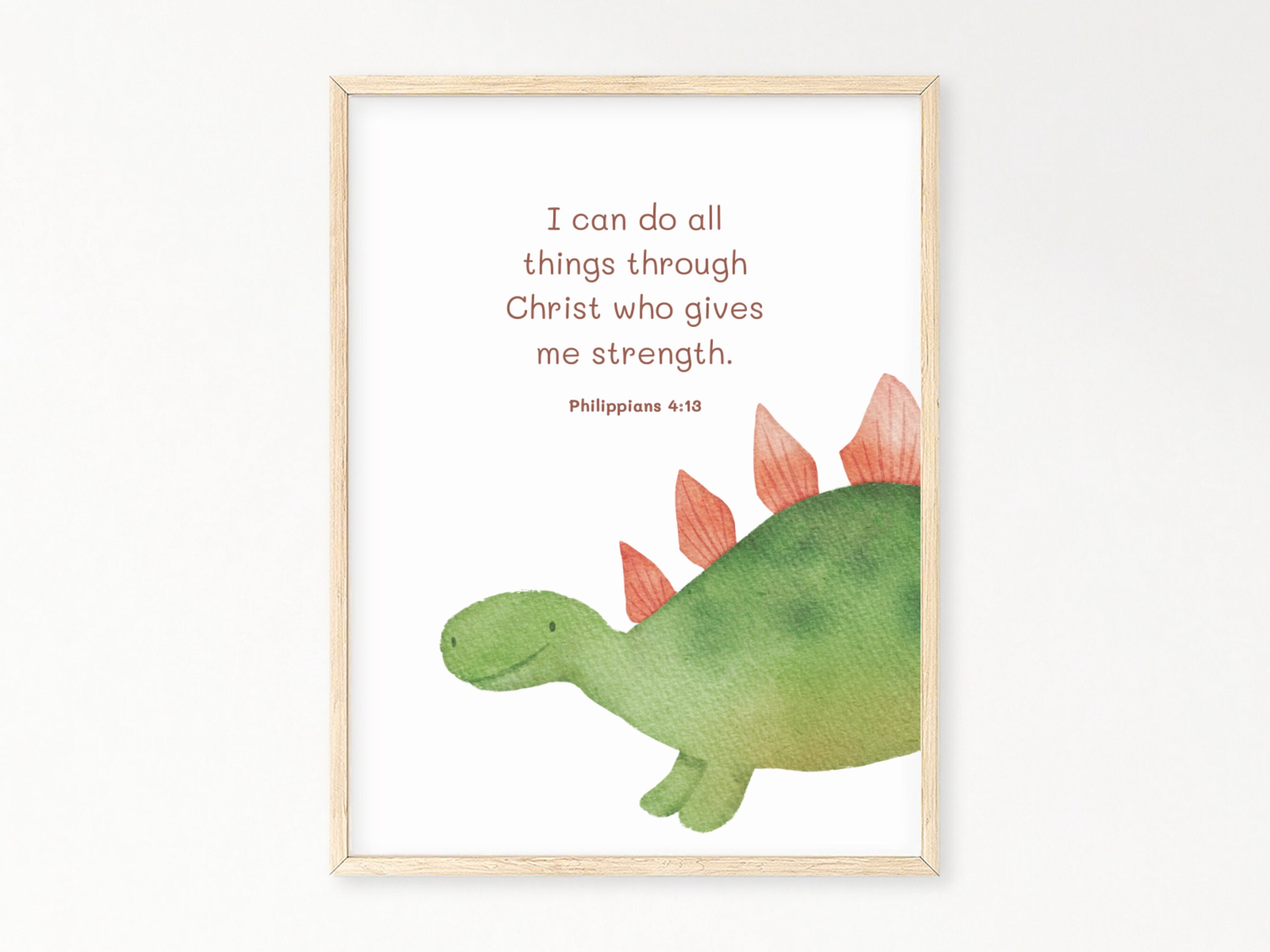 Dinosaur Nursery Prints Set, Bible Verses Nursery Wall Art, Dino Decor ...