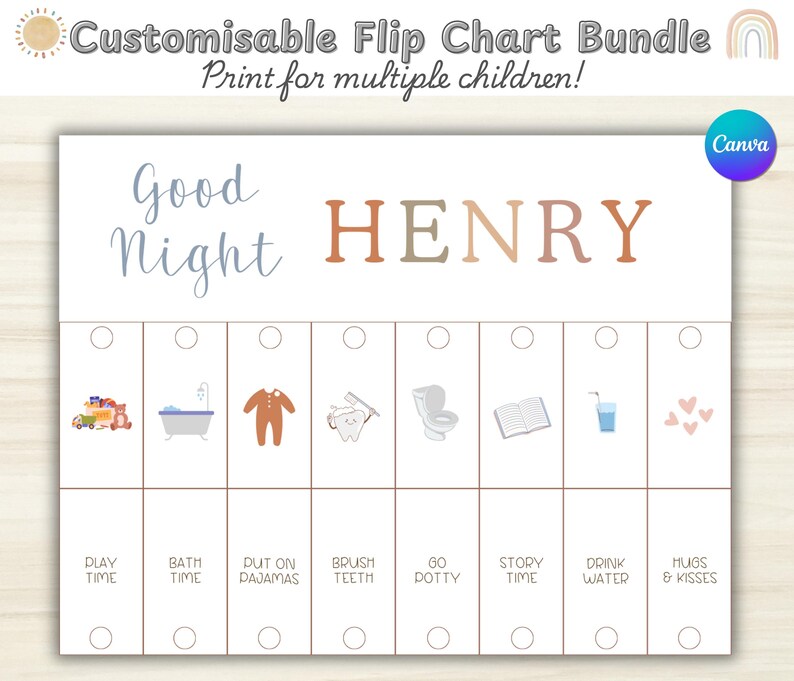 Editable Kids Flip Chart, Morning and Evening Schedules, Daily Visual ...