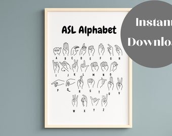 ASL Alphabet Printable Wall Art, Sign Language Gifts, Sign Language ...