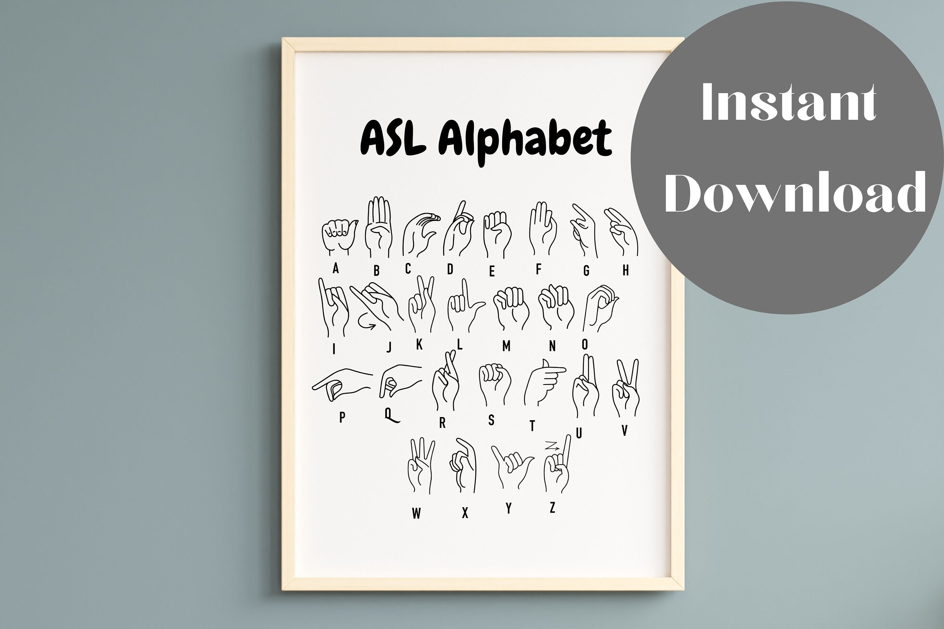American Sign Language Poster ASL Alphabet Printable, Classroom Décor ...