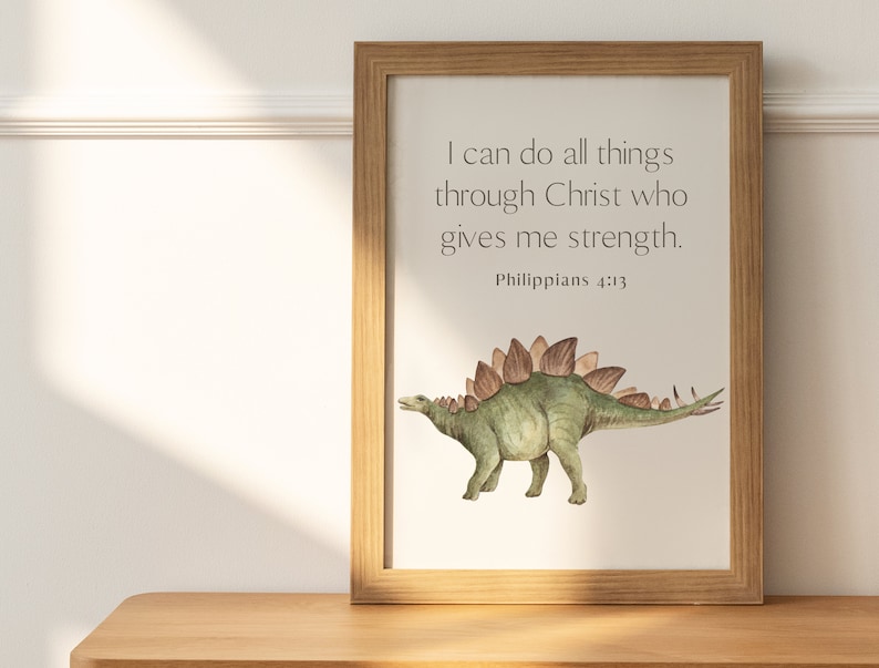 Set of 3 Dinosaur Bible Verse Prints T-rex Print Stegosaurus Poster ...
