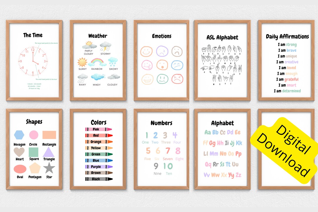 Educational Kids Prints Kids Classroom Wall Art, Printable Learning ...